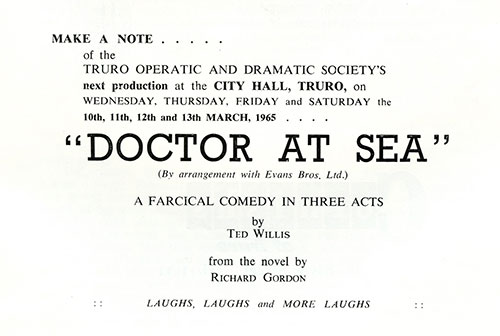 Advertisement for Doctor At Sea - Hall for Cornwall | Theatre & Arts in ...